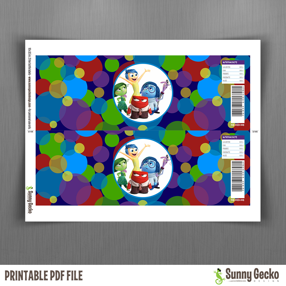 Disney Inside Out 2 Liter Birthday Bottle Labels - Instant Download and ...