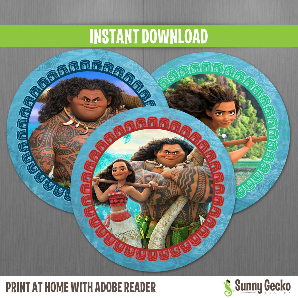 Disney Moana Birthday Labels (Set 1) - Instant Download - Print with ...