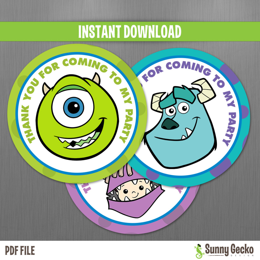 Disney Monsters Inc. Birthday Favor Tags - Instant Download - Print ...