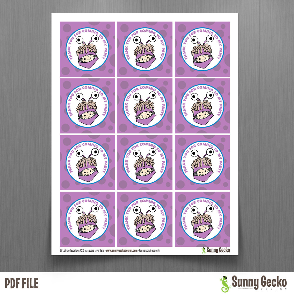 Disney Monsters Inc. Birthday Favor Tags - Instant Download - Print ...
