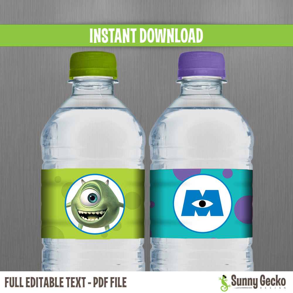 Monsters Inc. Birthday Bottle Labels or Napkin Rings - Instant Download ...